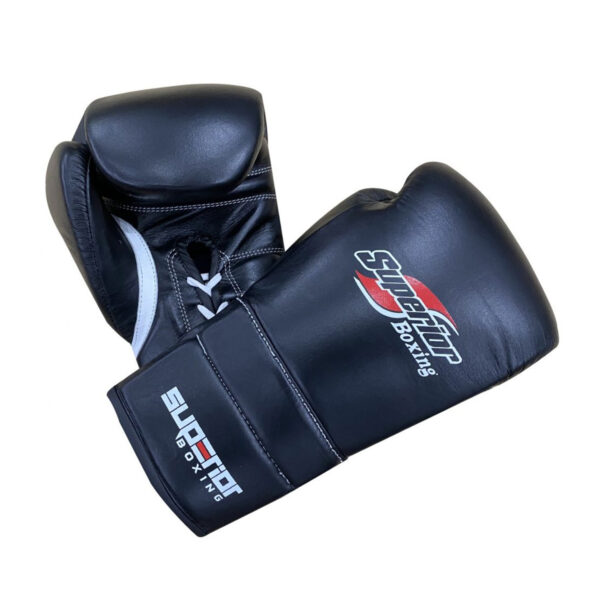 Black laceup Sparring Boxing Gloves - Superior Boxing Gear