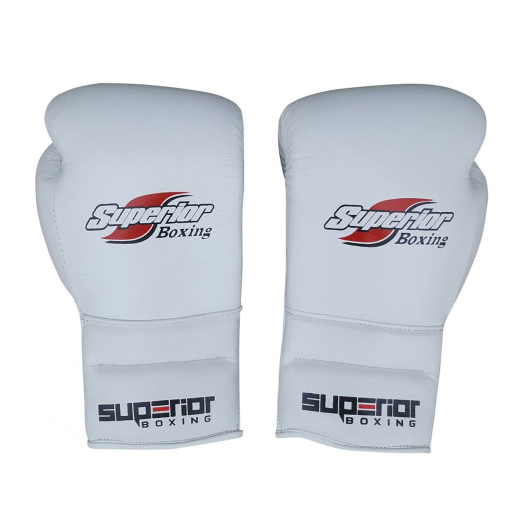 White laceup Sparring Boxing Gloves - Superior Boxing Gear