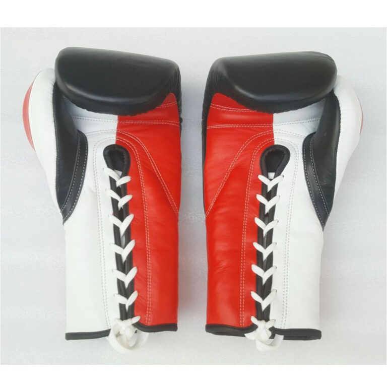 Superior lace Sparring Boxing Gloves Black/Red/White - Superior Boxing Gear