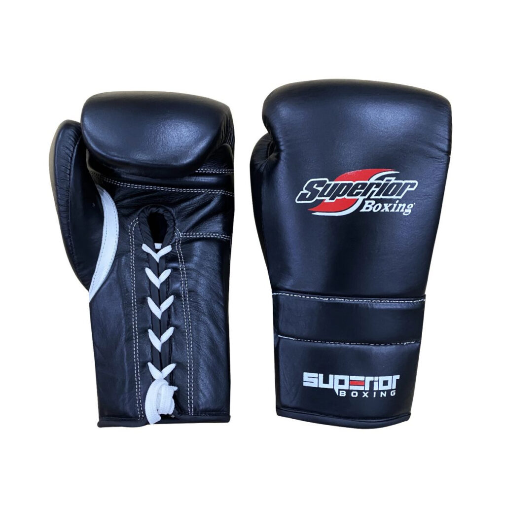 Black laceup Sparring Boxing Gloves - Superior Boxing Gear